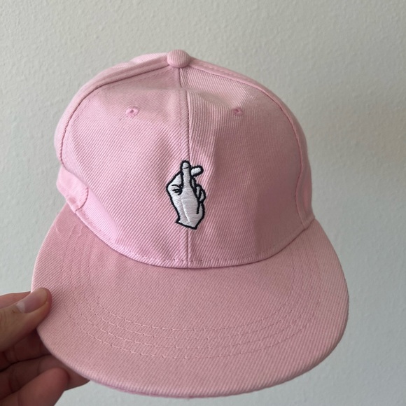 Accessories | Kpop Finger Heart Baseball Cap In Pink | Poshmark